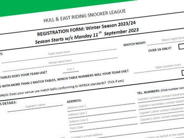 Hull & East Riding Snooker League - News