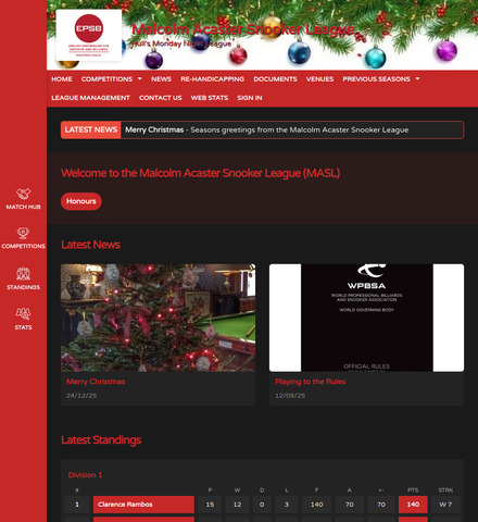 Snooker scheduling, snooker online results and statistics - LeagueRepublic