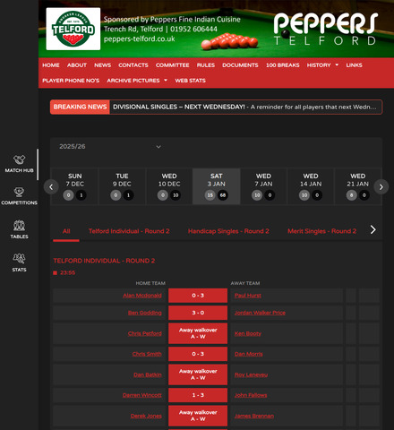 Snooker scheduling, snooker online results and statistics - LeagueRepublic