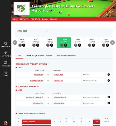Snooker scheduling, snooker online results and statistics - LeagueRepublic